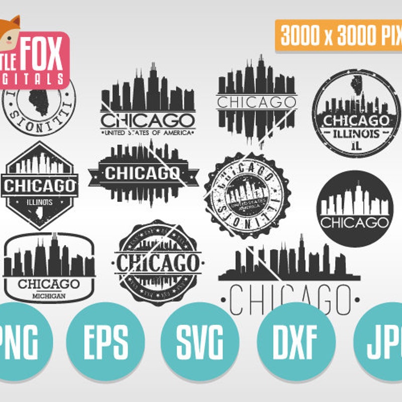 Chicago Skyline - Etsy