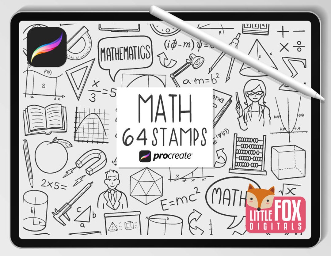 MATH STAMPS, Procreate Brushes, Mathematics Icons, Back to School Icons ...