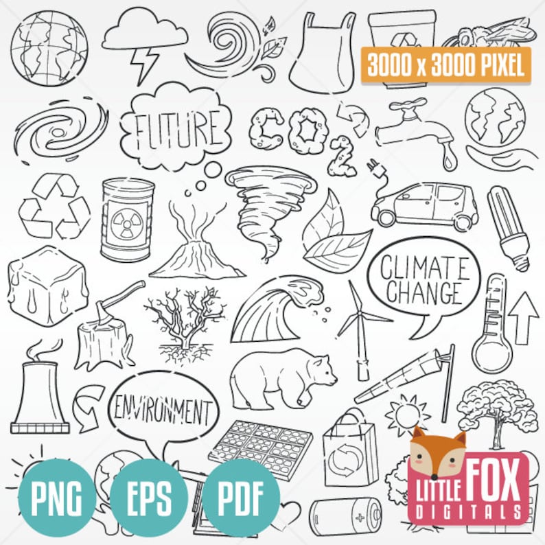 CLIMATE CHANGE Doodle Vector Icons. Natural Disasters Doodle - Etsy UK