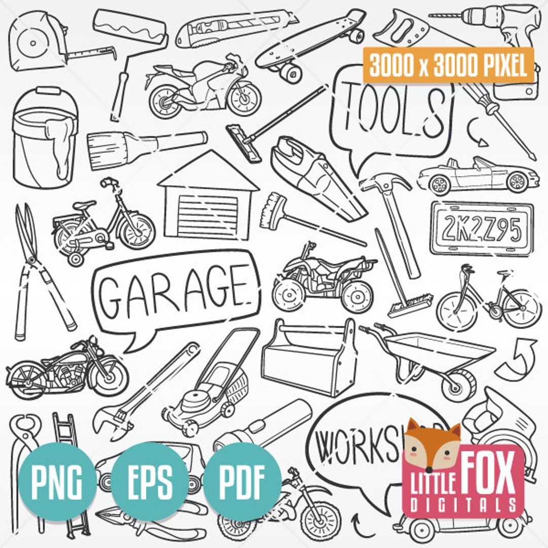 GARAGE HOME ICONS Clipart. House Room Workshop Clipart. Cars and ...