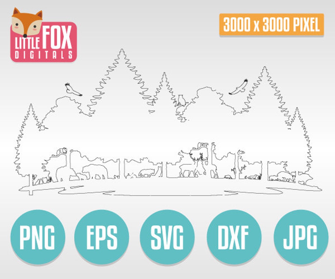 SVG Woodland Forest Animal. Cuttable Design. Silhouette Cameo. Scene ...