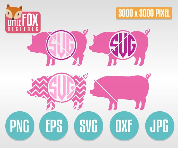 SVG PIG Monogram. Farm Cattle Pet Animal Pork Silhouette | Etsy