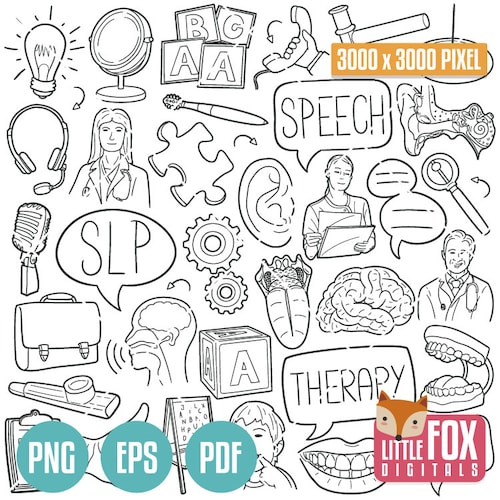 Speech Therapy Icons Clip Art - Etsy