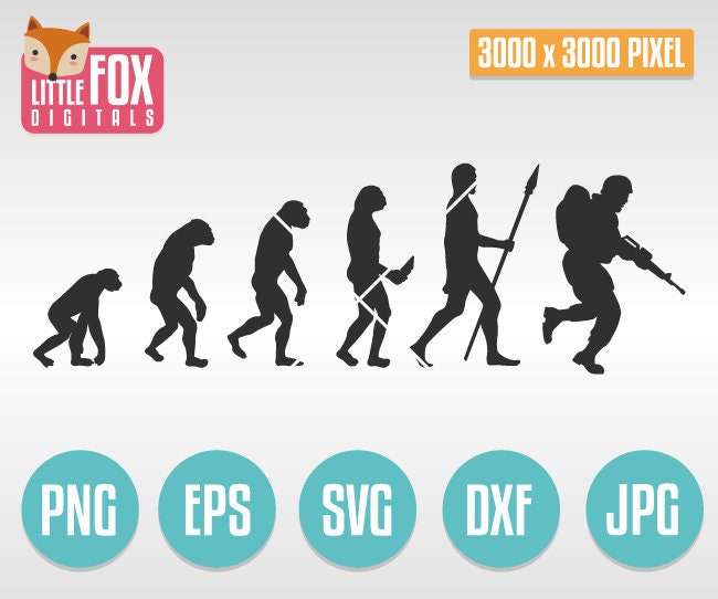 EVOLUTION of HUMAN Man Soldier. Darwin Design Svg file. | Etsy