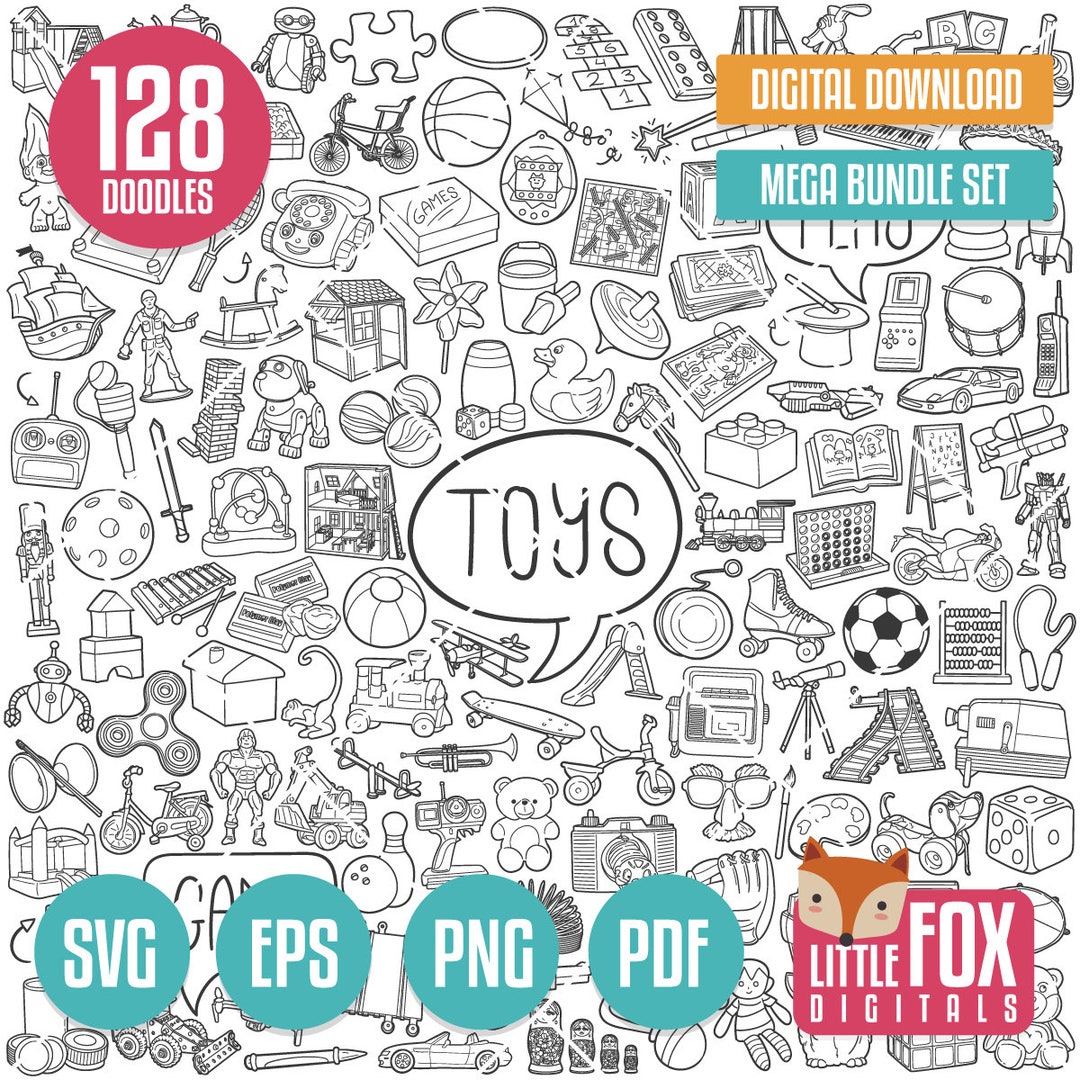 MEGA BUNDLE TOYS Svg Doodle Vector Icons. Illustration Clipart ...
