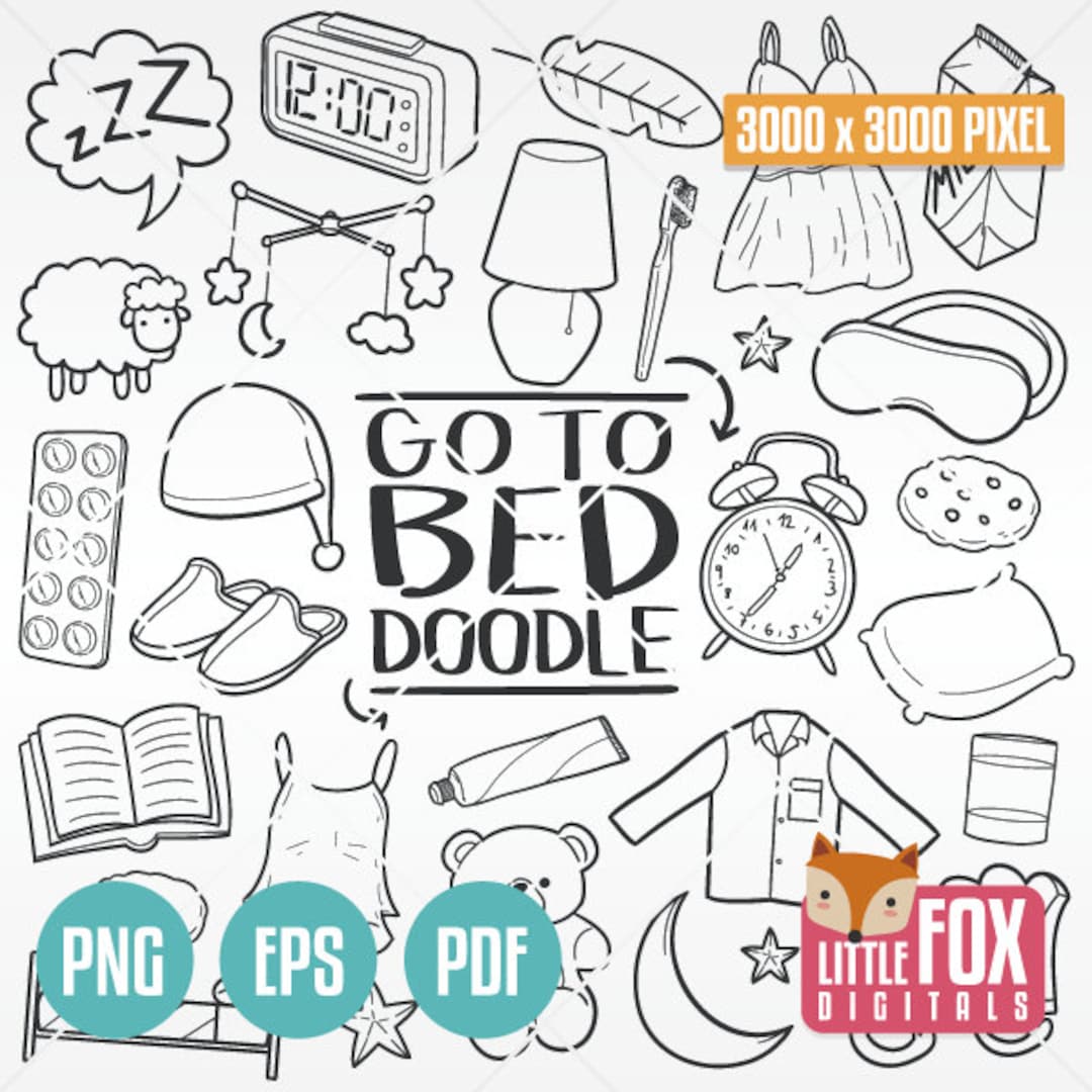 GO to BED SLEEP Doodle Icons. God Night Traditional Concept Art Cartoon ...