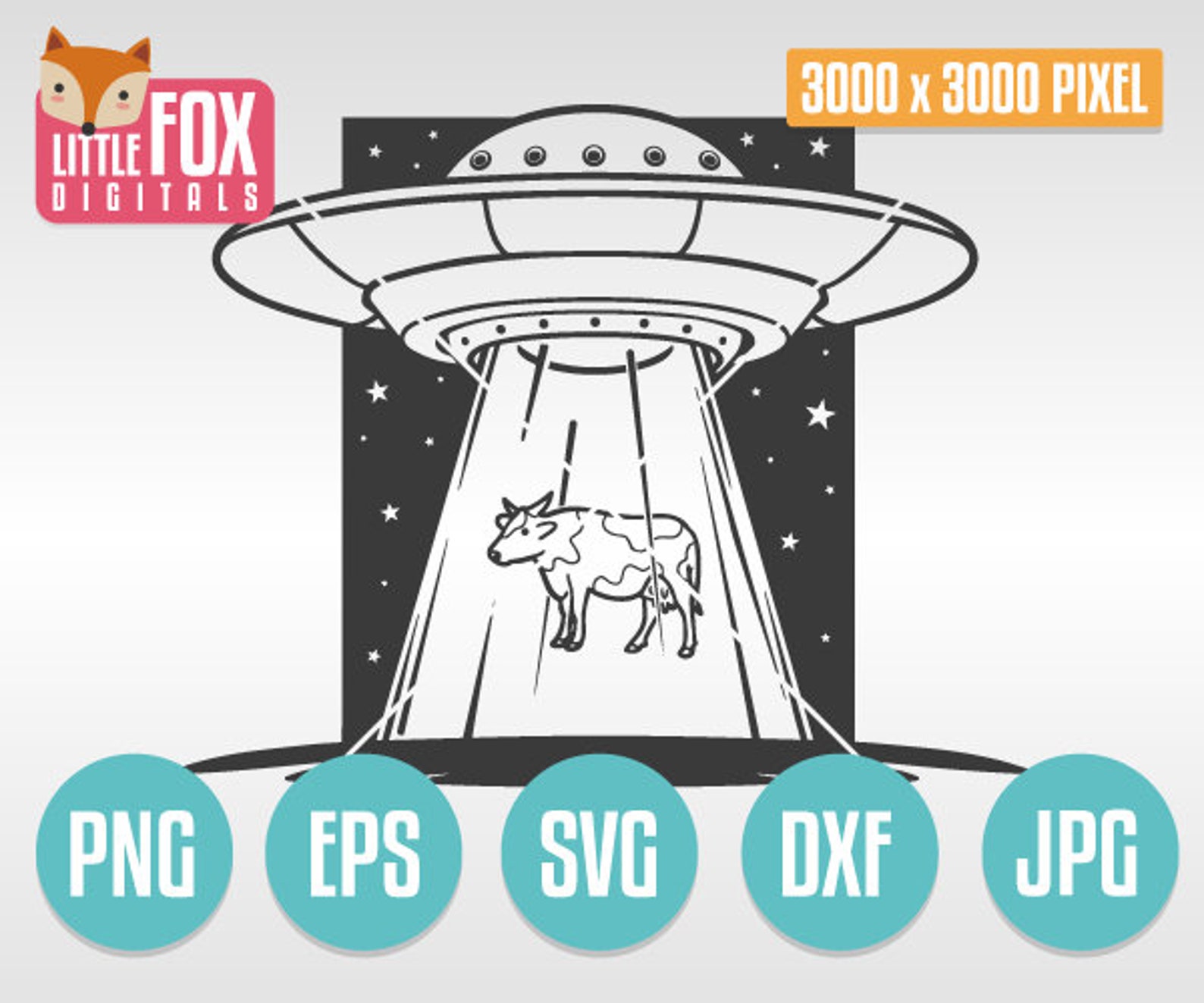 UFO ABDUCTION COW Svg Doodle Cuttable Quote Design. Alien - Etsy