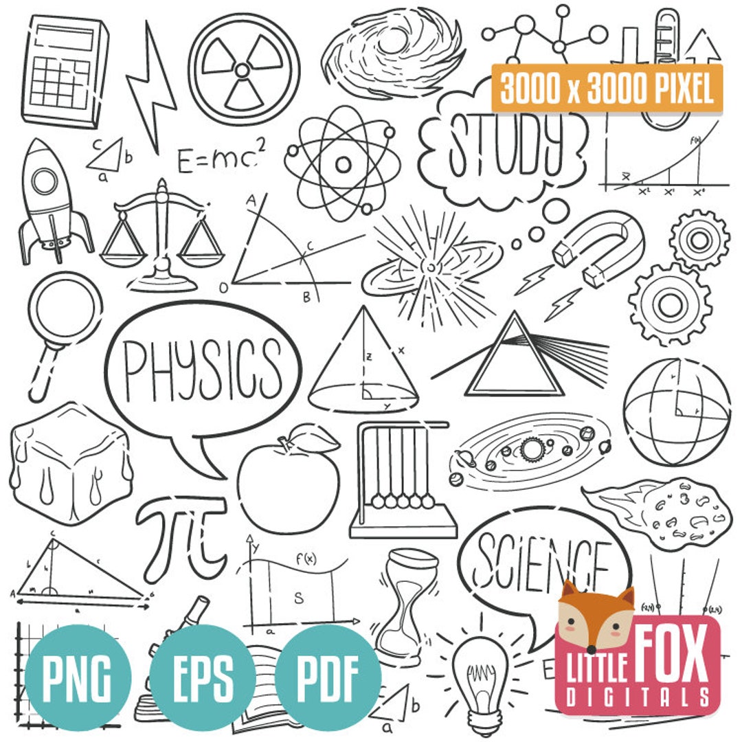 PHYSICS Doodle Vector Icons Science Study Symbols Clipart Vector PHYSICS Doodle Vector Icons Science Study Symbols Clipart Vector