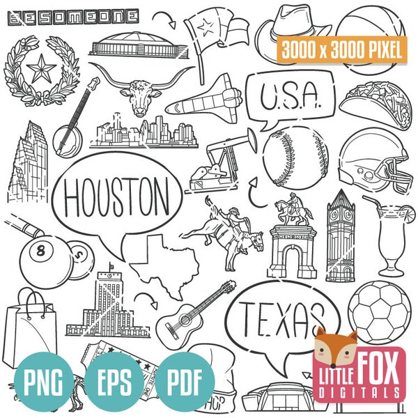 Texas Icons Clipart - Etsy