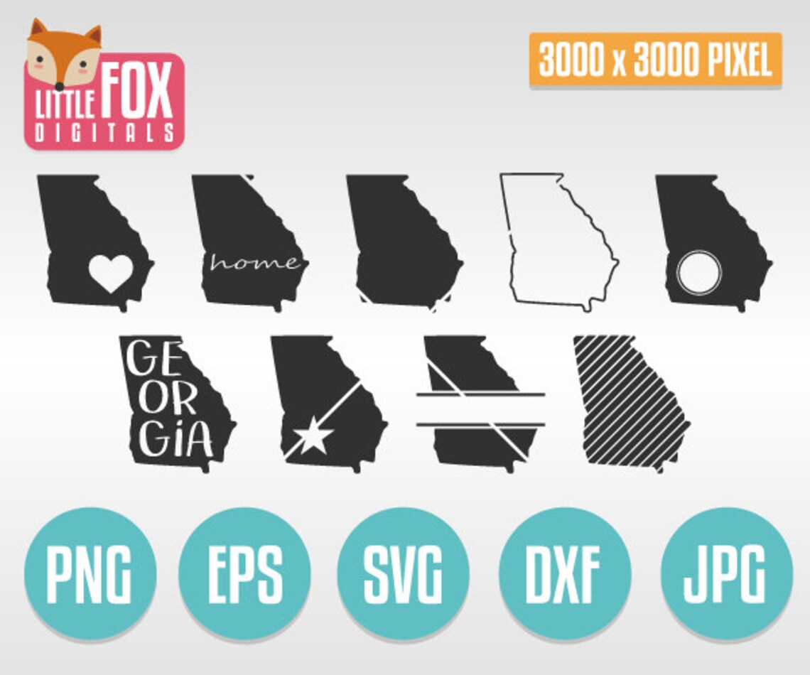 VECTOR SVG GEORGIA Map Cut File Design. State Vector Map. - Etsy