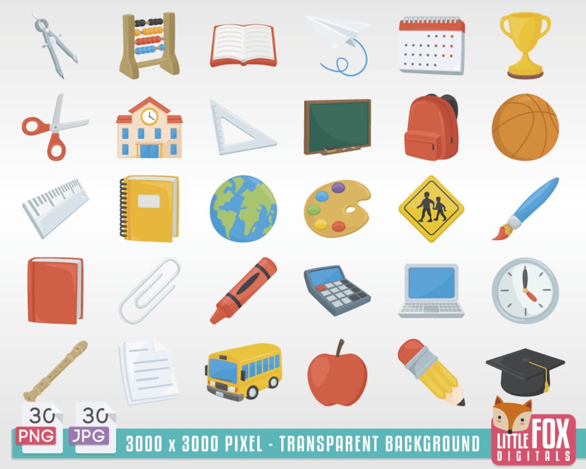 Back to School Doodle Clip Art Illustration. Classroom Clipart - Etsy