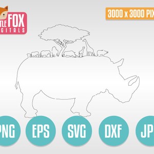 SVG RHINO Safari Africa Animal. Cuttable Design Svg. Silhouette Cameo ...