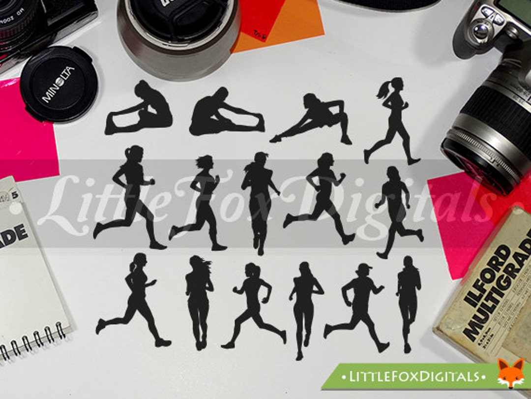 Runners Girls / Womans Urban Sport Silhouette Clipart Illustration ...
