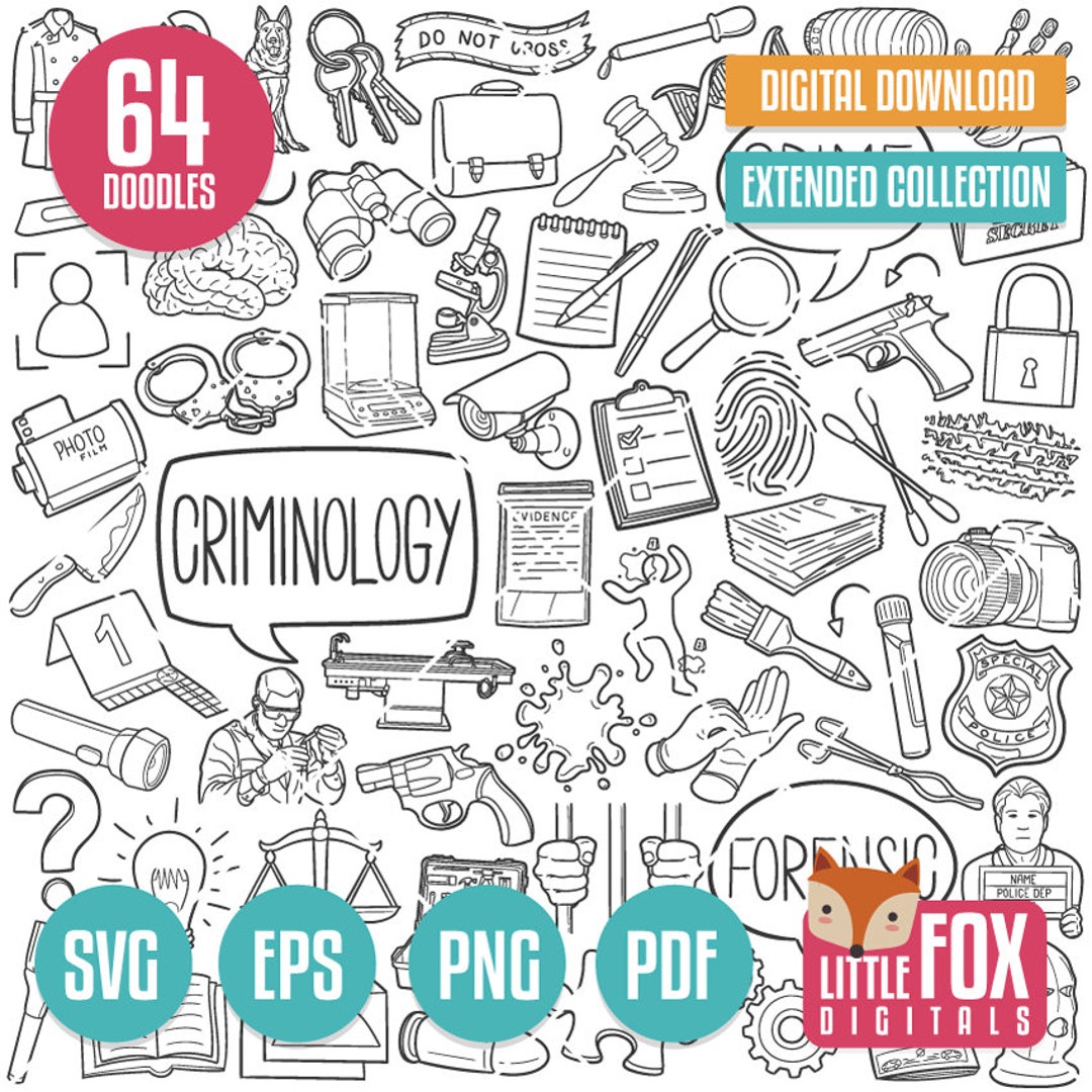 CRIMINOLOGY SVG Doodle Icon Vector. Forensic Illustration Clipart ...
