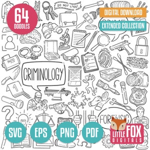 CRIMINOLOGY SVG Doodle Icon Vector. Forensic Illustration Clipart ...