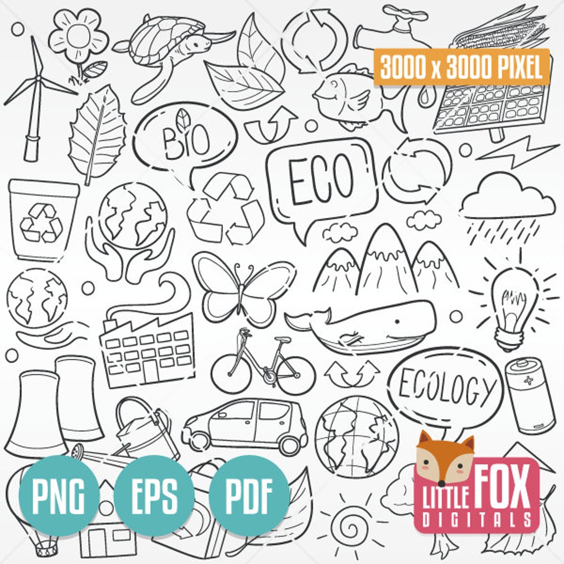 ECO Doodle Icons Vector. Recycle Doodle Icons Clipart. Set - Etsy