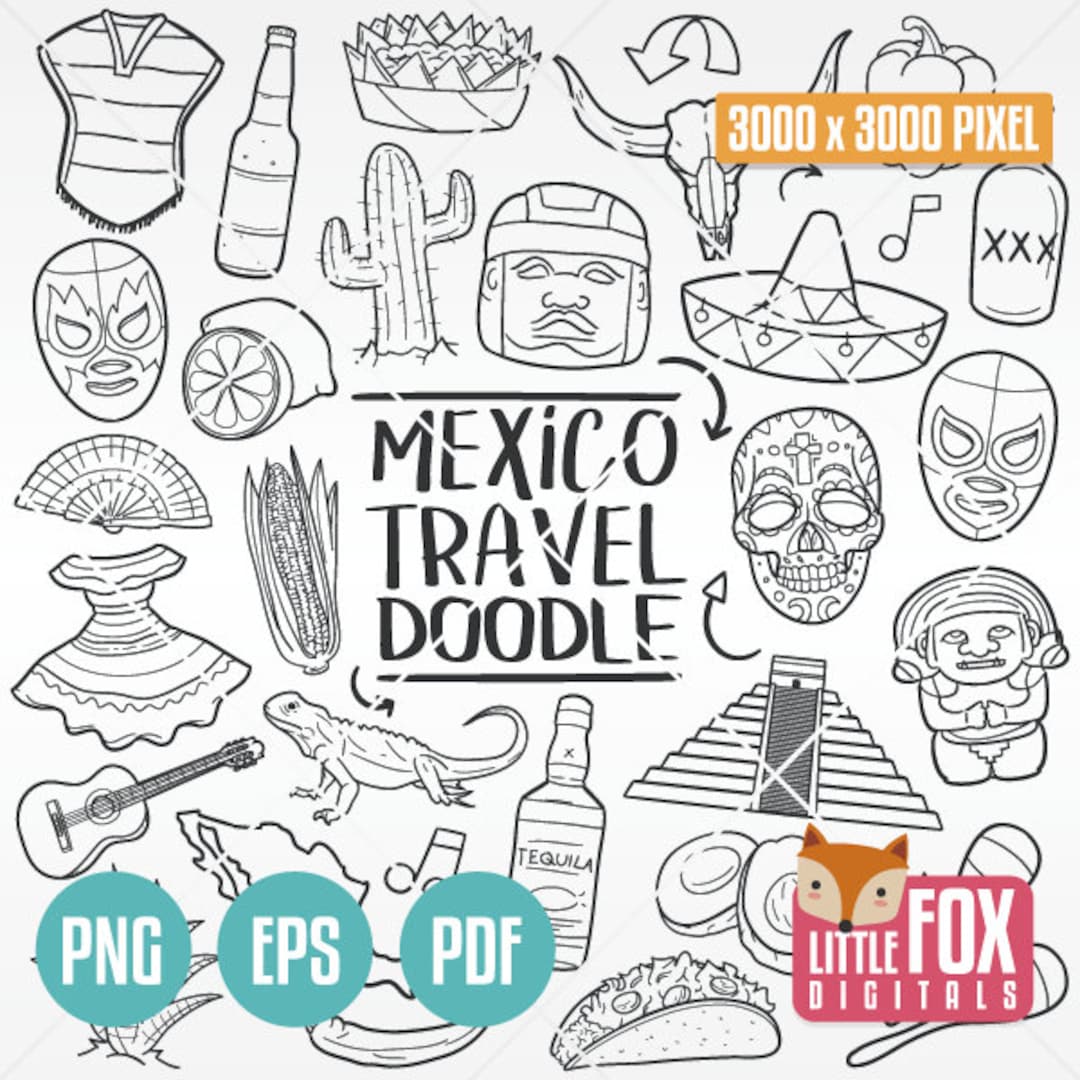 MEXICO Travel Icons, America, Friends and Family Trip Holidays Summer ...