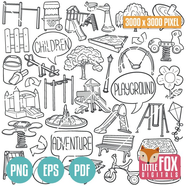 PLAYGROUND Doodle Vector Icons. Children Park Traditional - Etsy