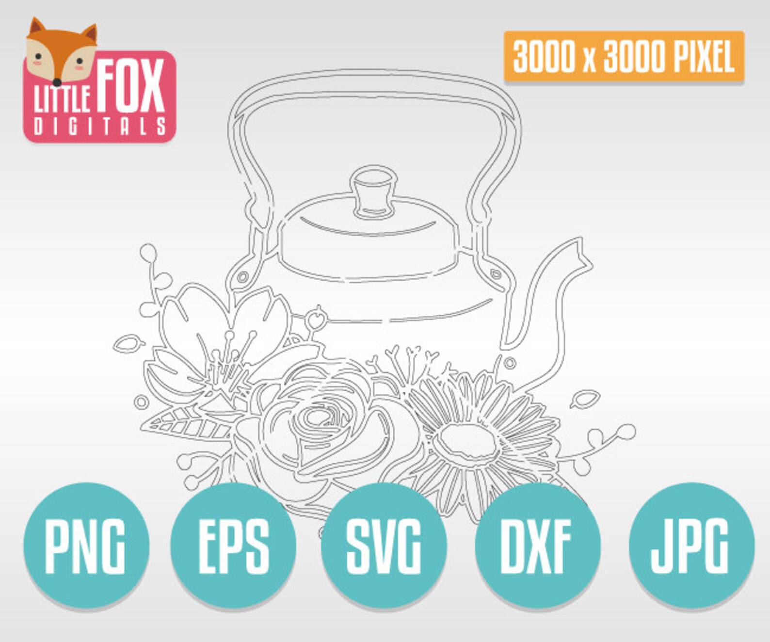 FLORAL TEA Pot SVG. Kitchen Coffee Pot Rustic Farm. Hot Drink | Etsy