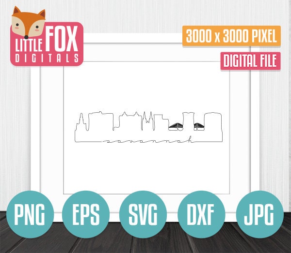 SVG Skyline SAVANNAH Georgia. Skyline City Doodle Line Minimalistic ...