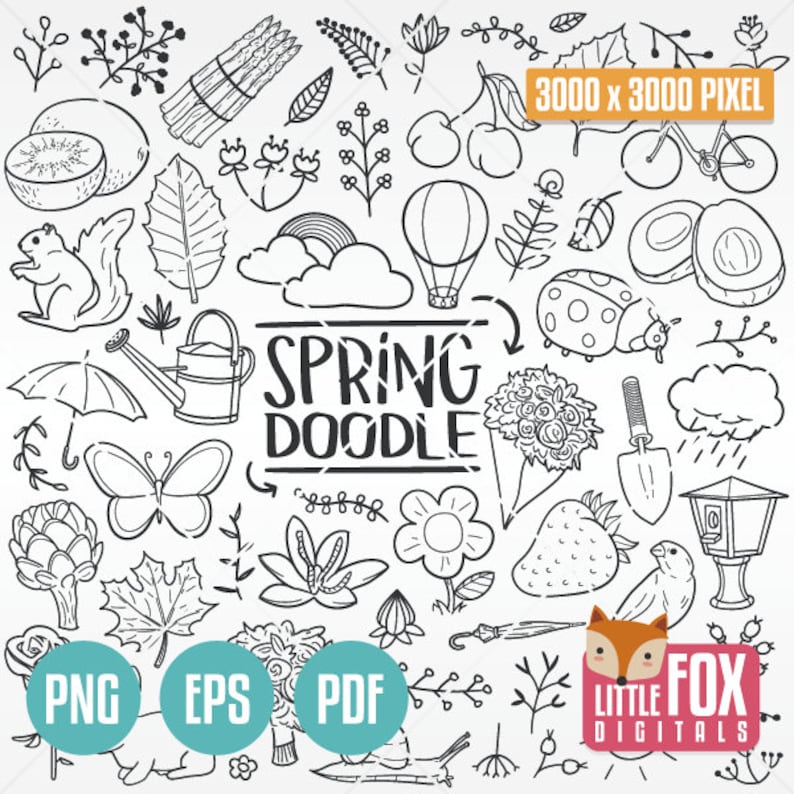 SPRING Doodle Icon Vectors. Season Plants and Flowers Doodle - Etsy