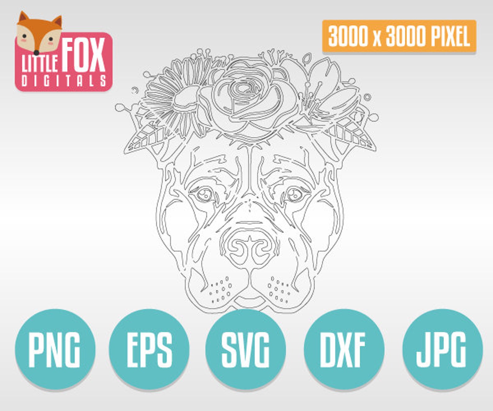 SVG PITBULL Flower Crown. Cuttable Design Svg. Floral Pit Bull - Etsy