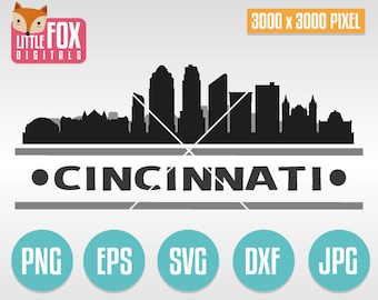 Cincinnati Skyline Silhouette Svg - Etsy
