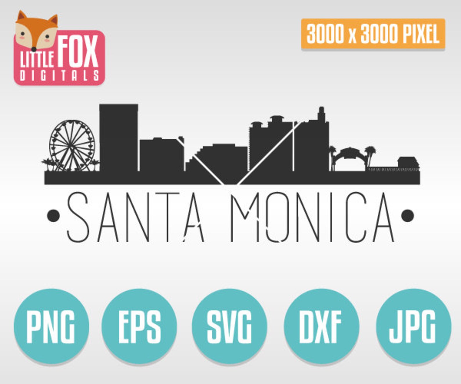 SVG VECTOR Santa MONICA California. Cut File Skyline City. - Etsy