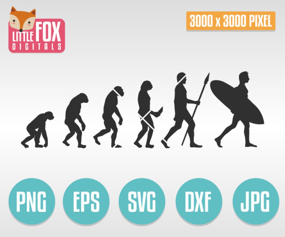EVOLUTION of HUMAN Surf. Cuttable Design Svg. Silhouette File Cut ...