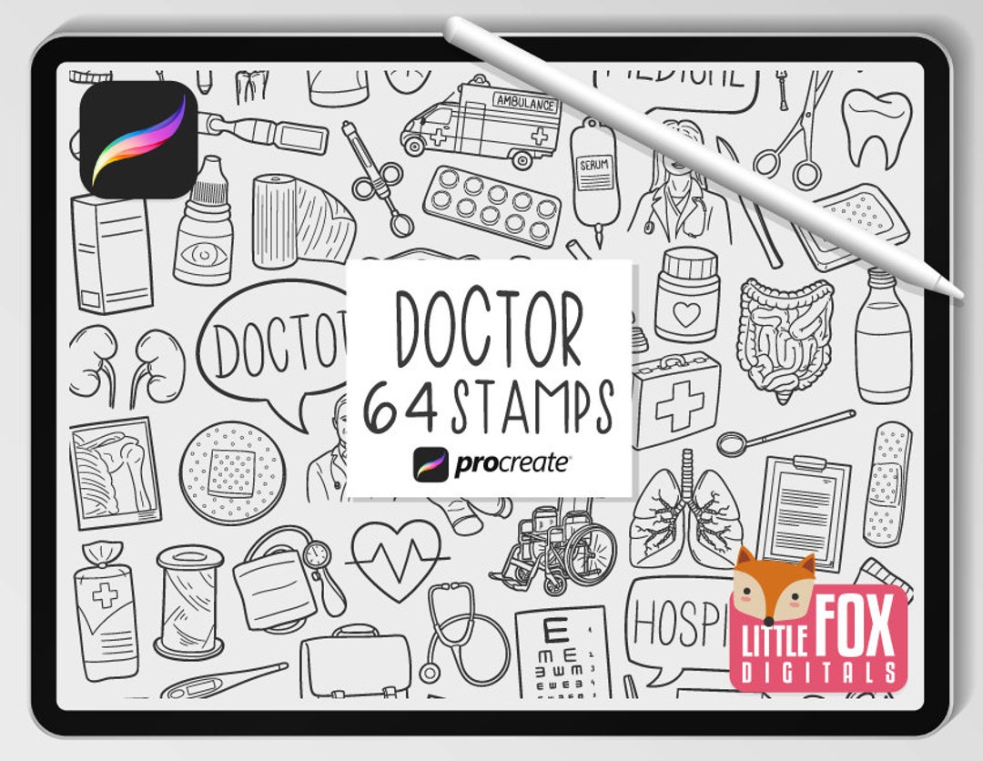 DOCTOR STAMPS, Procreate Brushes, Medical Icons, Hospital Bundle ...