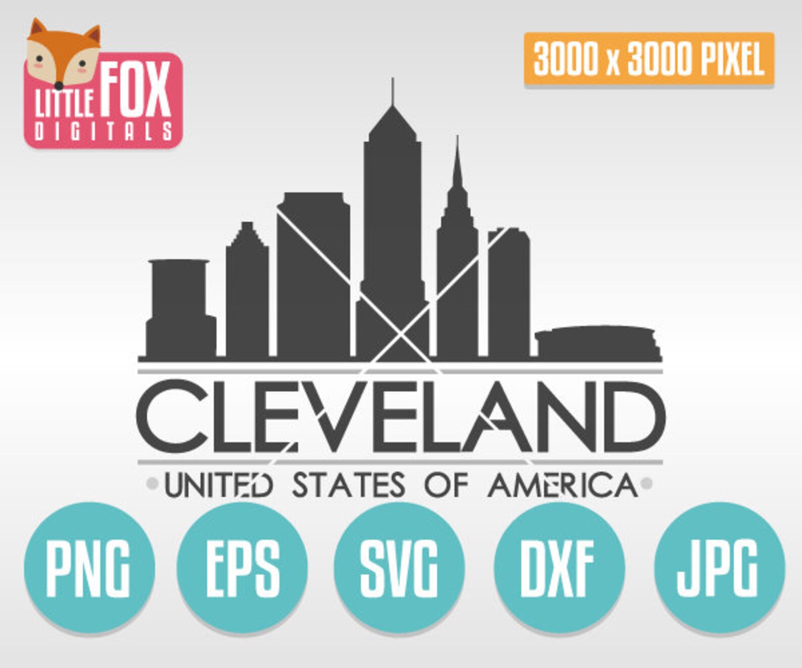 SVG CLEVELAND Stamps. Svg Cut File Ohio. Svg Skyline Cleveland ...