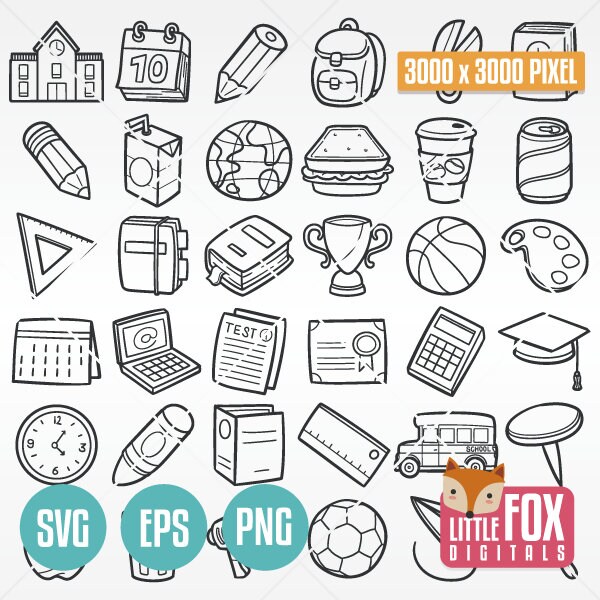 BACK to SCHOOL Doodle Vector Icons. School Teacher Doodle. - Etsy