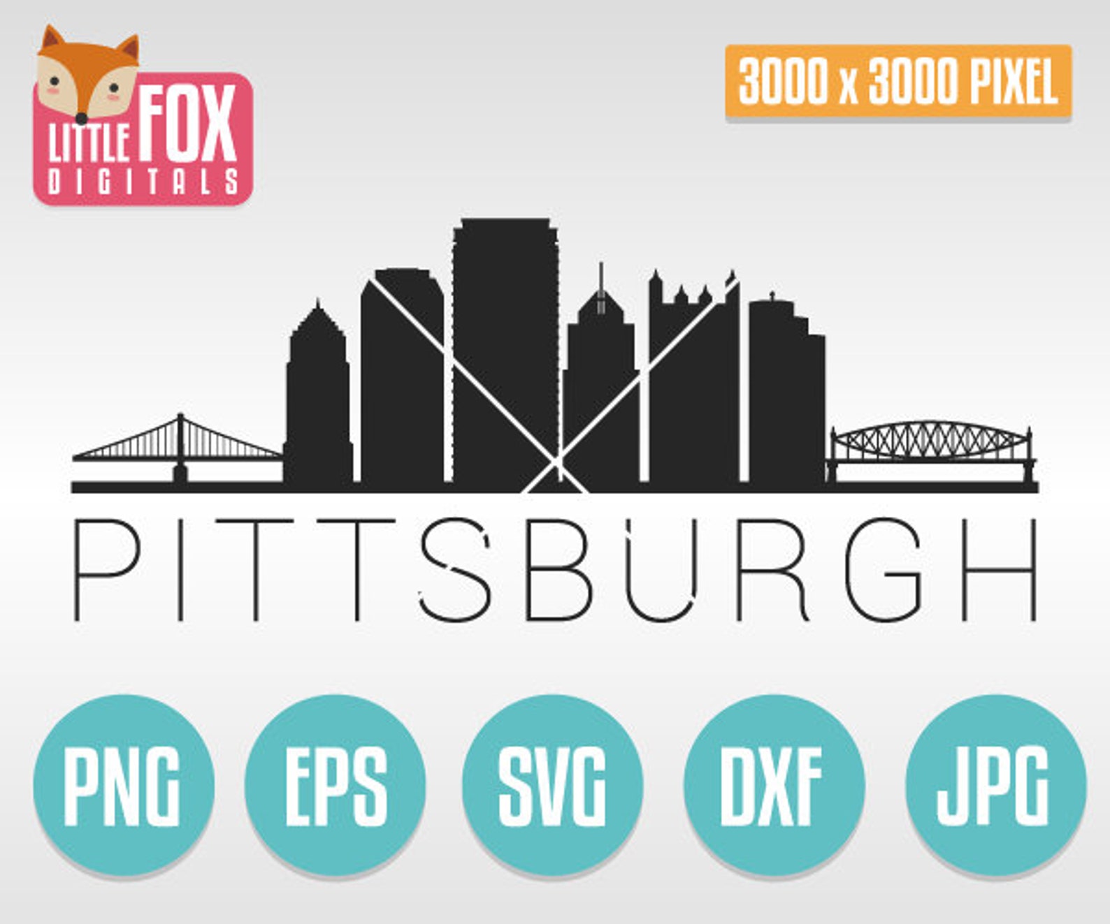 SVG SKYLINE PITTSBURGH. Pittsburgh Pa Cut File Skyline City. - Etsy