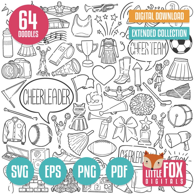 Cheer Doodles Clipart - Etsy