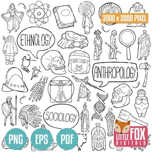 SOCIAL SCIENCES Bundle. Cultural Studies Doodle Icons. Scientist Clip ...