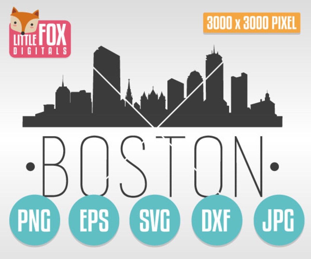 SVG SKYLINE BOSTON. Boston Massachusetts Usa. Boston Cut File Skyline ...