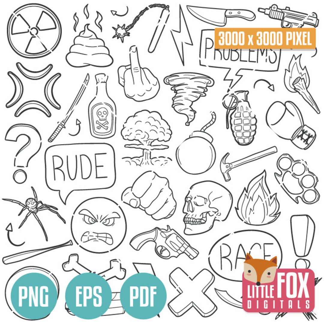 RUDE SYMBOLS, Doodle Icon Vectors. Problems Comic Words Design Clipart ...
