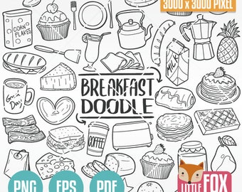 BREAKFAST SVG Doodle Vector Icons. Lunch Fast Food Launch | Etsy