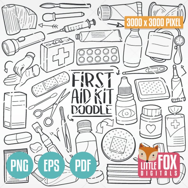 FIRST AID KIT Doodle Icons Home House Tools Medical Doodle - Etsy