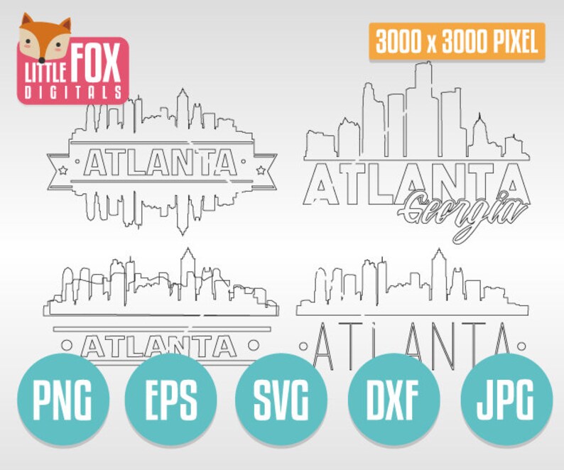 SVG ATLANTA Usa. Super Pack. Atlanta Skyline Dxf. City | Etsy