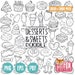 DESSERTS and SWEETS, Doodle Vector Icons. Sugar Confectionery Cake Shop ...