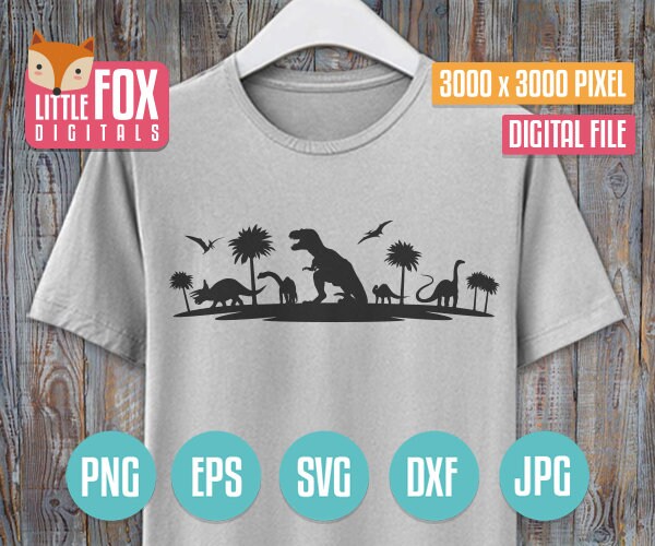 DINOSAURS Scene, Cuttable Design Svg. Dino Silhouette Cut File for ...