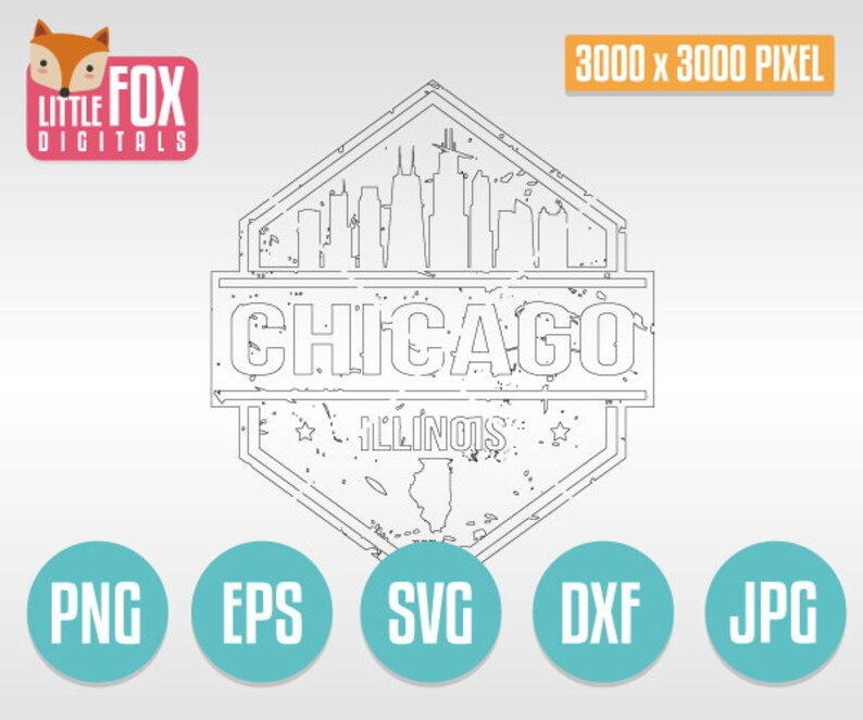 SVG Vector CHICAGO ILLINOIS Stamp. Svg Skyline. Svg Cut File - Etsy