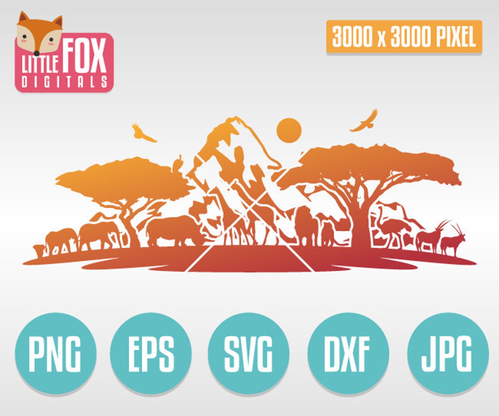 SVG ANIMAL KINGDOM Silhouette Safari. Africa Animal Cuttable | Etsy