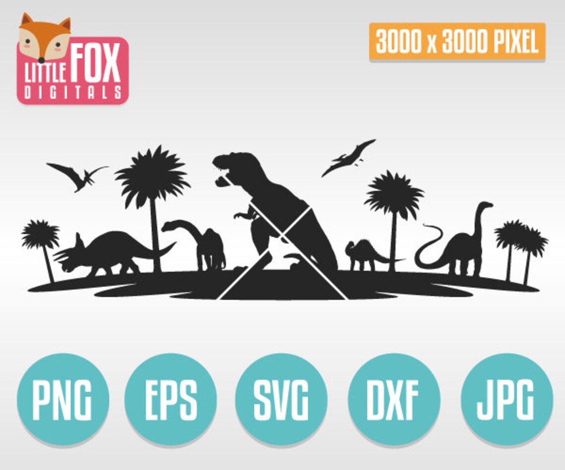 DINOSAURS Scene, Cuttable Design Svg. Dino Silhouette Cut File for ...