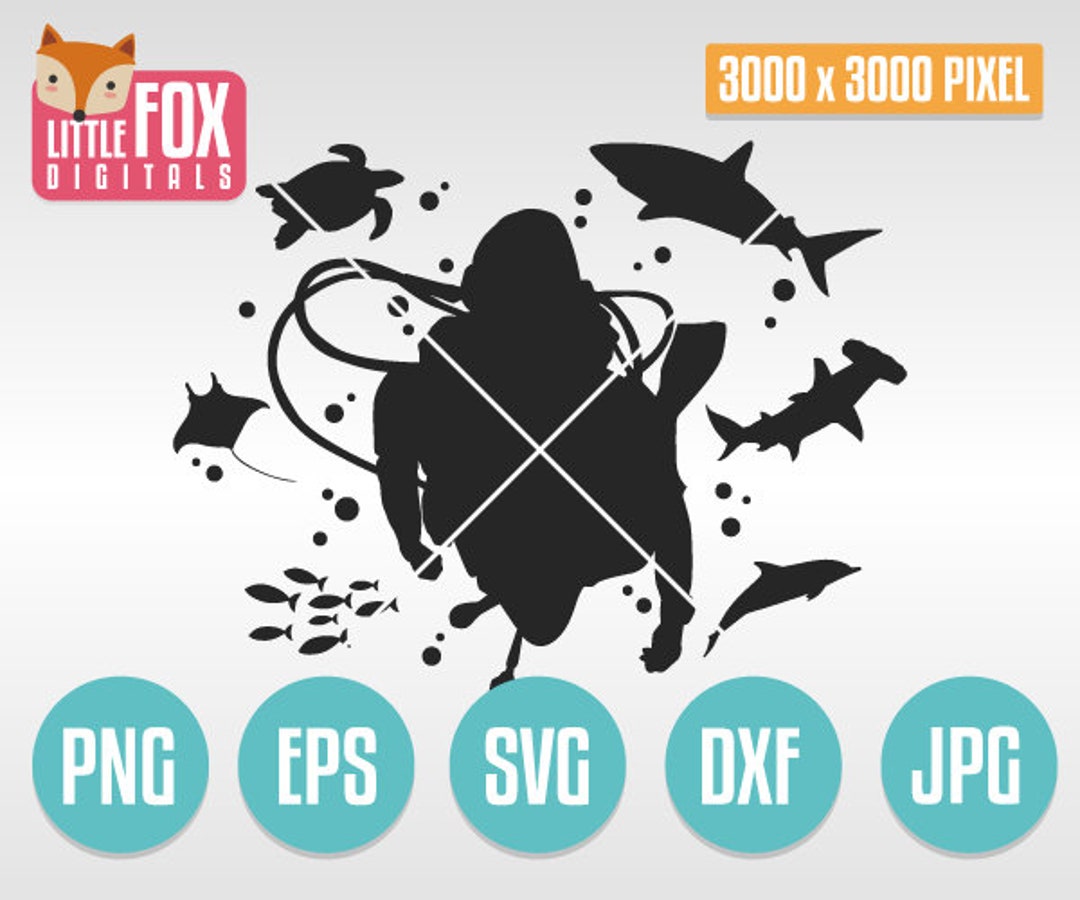 SVG SEA Scene. Cuttable Design Svg. Sea Animals Silhouette Cameo. Ocean ...