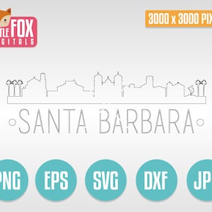 SVG VECTOR Santa BARBARA, California. Cut File Skyline City. Silhouette ...