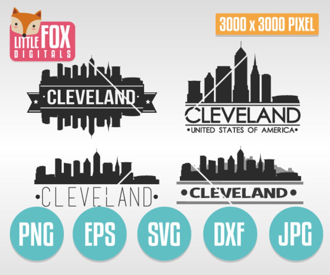 SVG SKYLINE CLEVELAND. Ohio Usa. Cleveland Cut File Skyline City ...