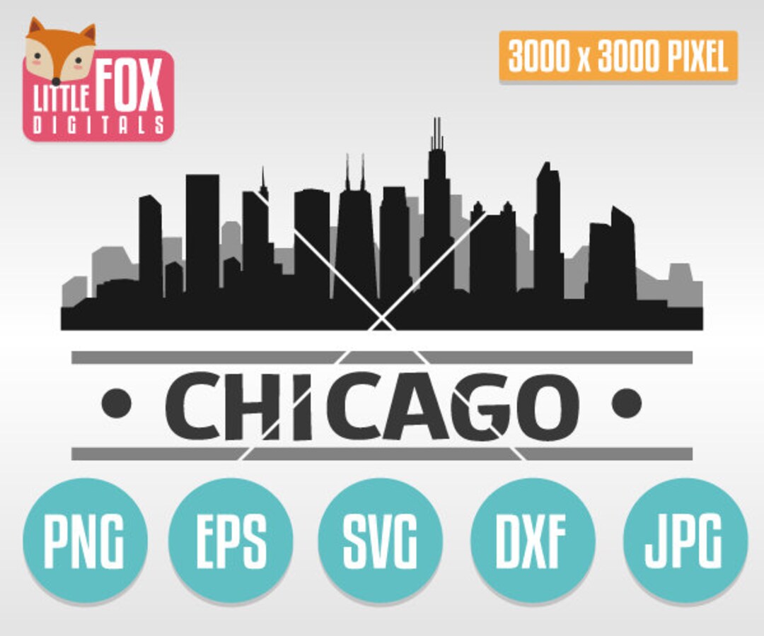 SVG SKYLINE CHICAGO. Chicago Illinois Usa. Chicago Cut File Skyline ...