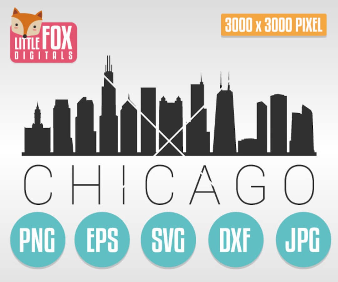 SVG SKYLINE CHICAGO. Chicago Illinois Usa. Chicago Cut File Skyline ...